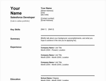 Salesforce Developer Resume