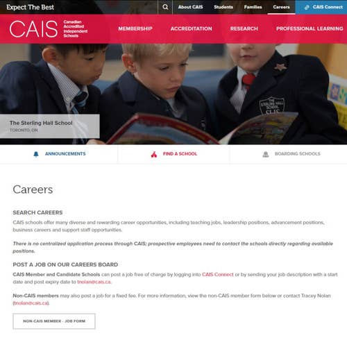 Canadian Accredited Independent Schools (CAIS) Careers Board