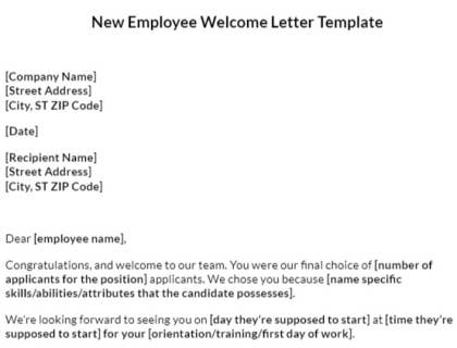Welcome To The Team Letter