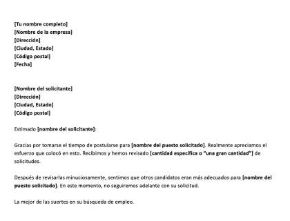 Carta de rechazo