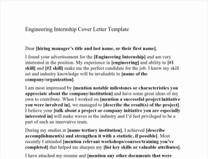 Civil Engineering Internship Cover Letter