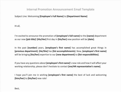 Wording For Promotion Announcement