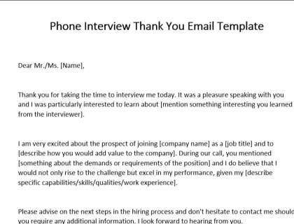 Thank You Email After a Phone Interview