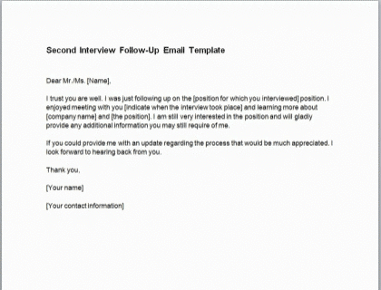 Follow Up Email After Interview Sample After No Response